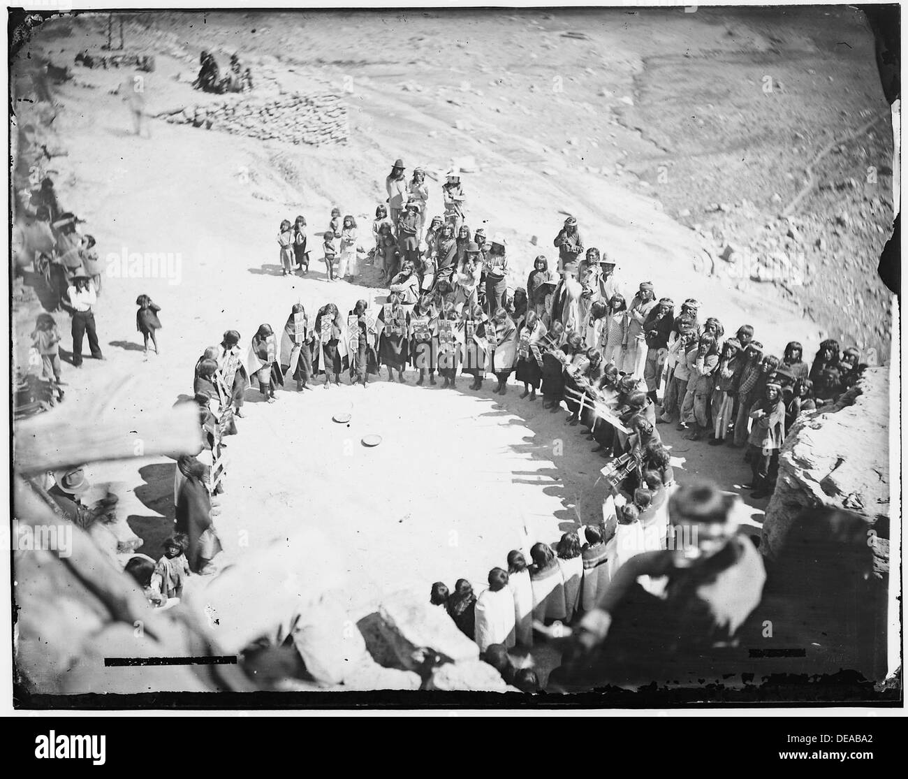 A ceremonial group from either the Hopi or Navajo tribes, demonstrating ...
