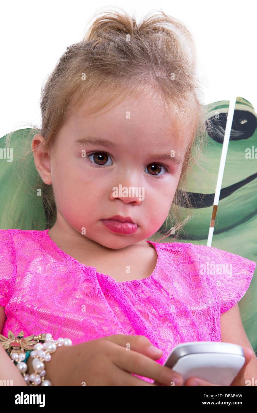 child playing on smartphone isolated on white Stock Photo - Alamy