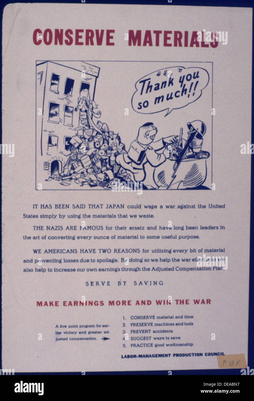 A message emphasizing the importance of material conservation ...