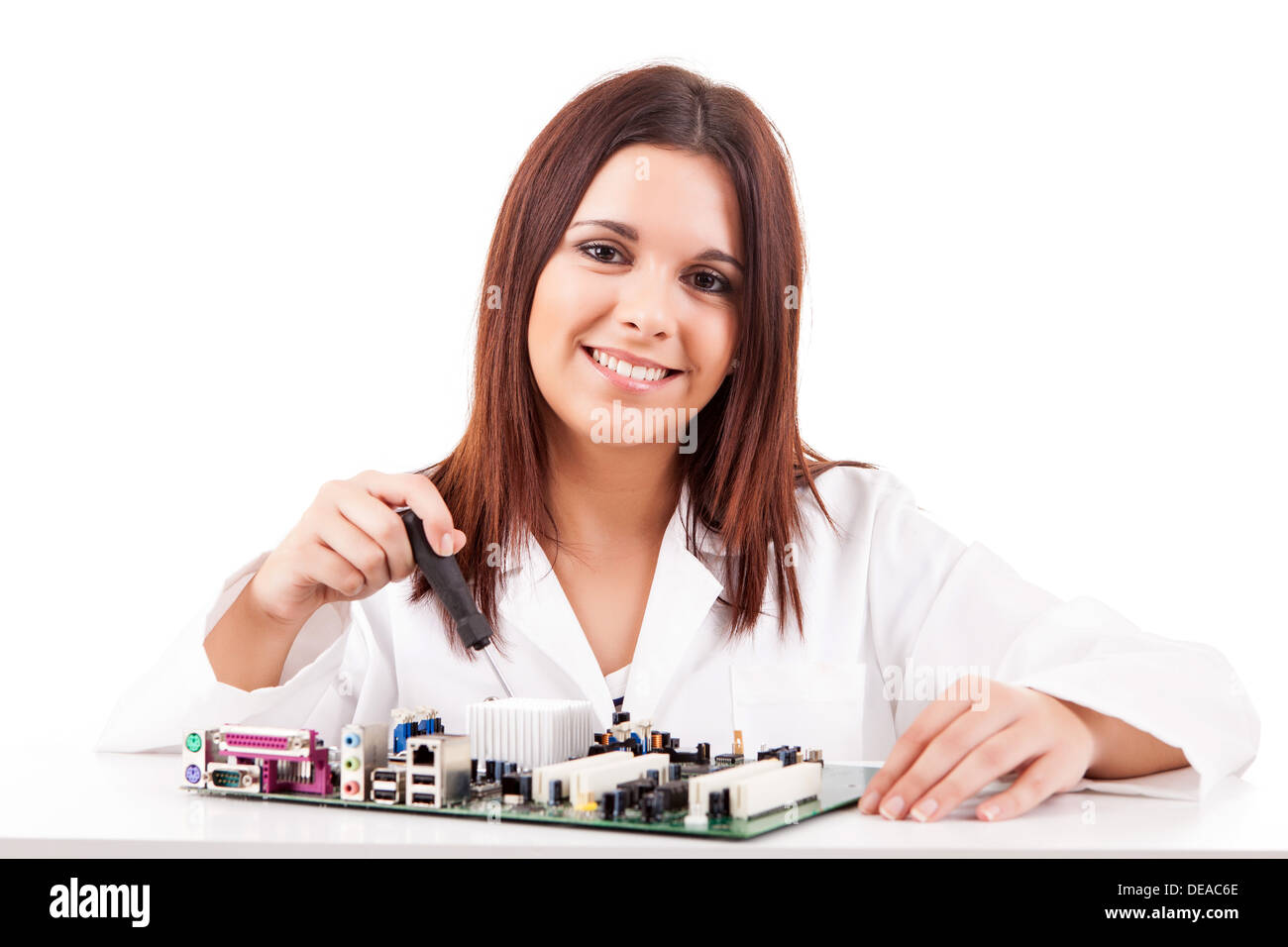 Happy and successful young computer technician Stock Photo - Alamy