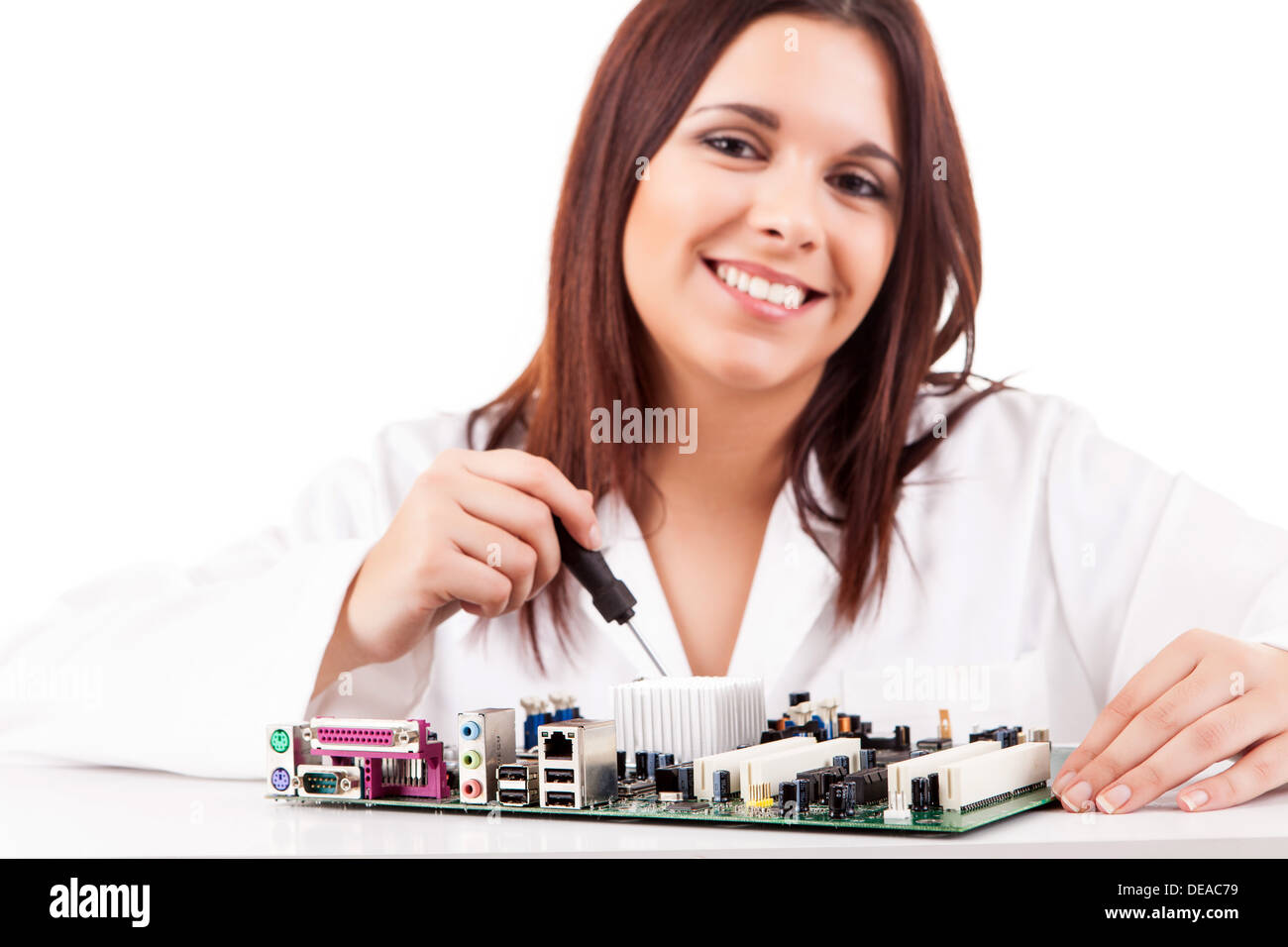 Happy and successful young computer technician Stock Photo - Alamy