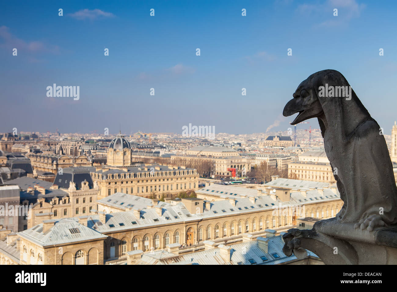 Notre Dame of Paris: Famous Chimera (demon) overlooking the Eiffel ...