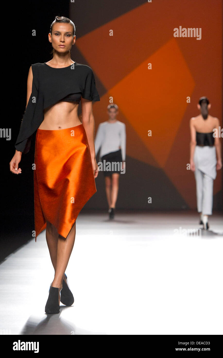 Madrid, Spain. 14th Sep, 2013. Models pose at the Amaya Arzuaga Fashion ...