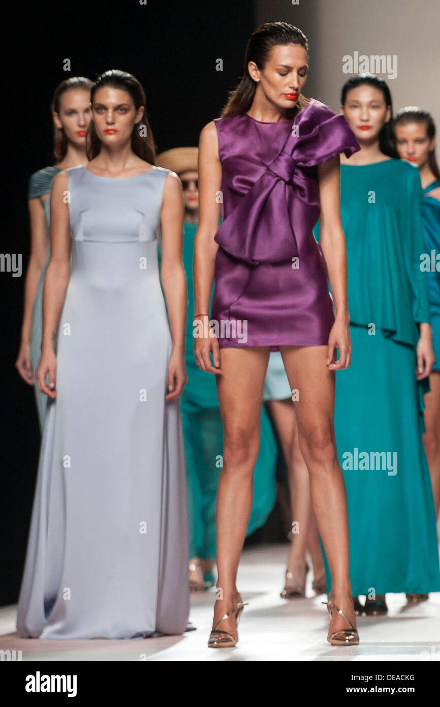 Madrid, Spain. 13th Sep, 2013. Models pose at the Duyos Fashion Show at ...