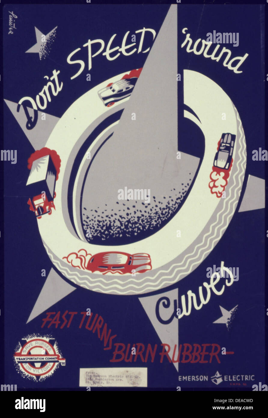 A warning against speeding around curves, emphasizing the safety risks ...