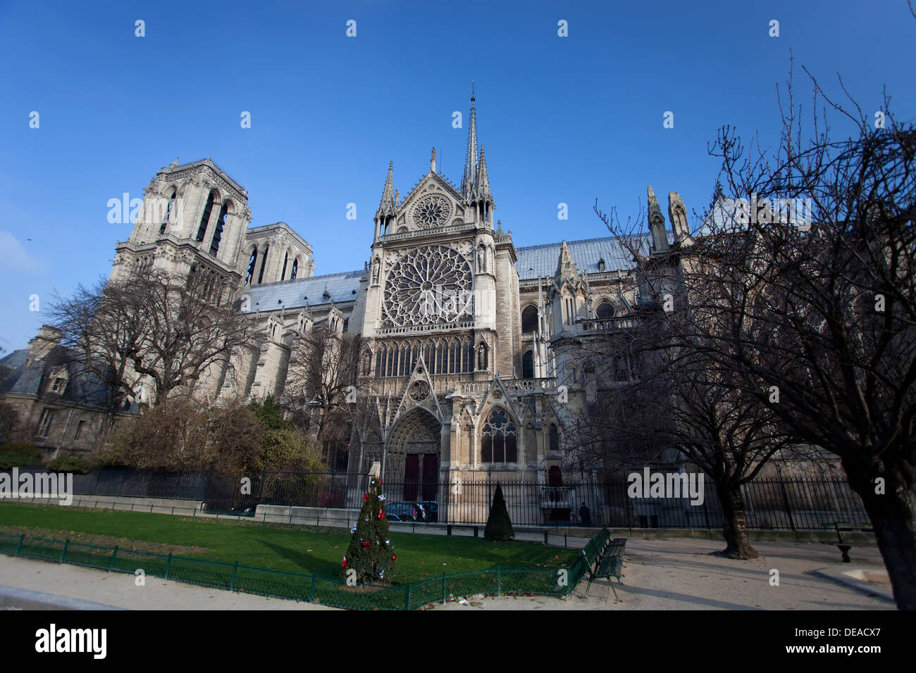 The Cathedral of Notre Dame of Paris in an Autumn morning Stock Photo ...