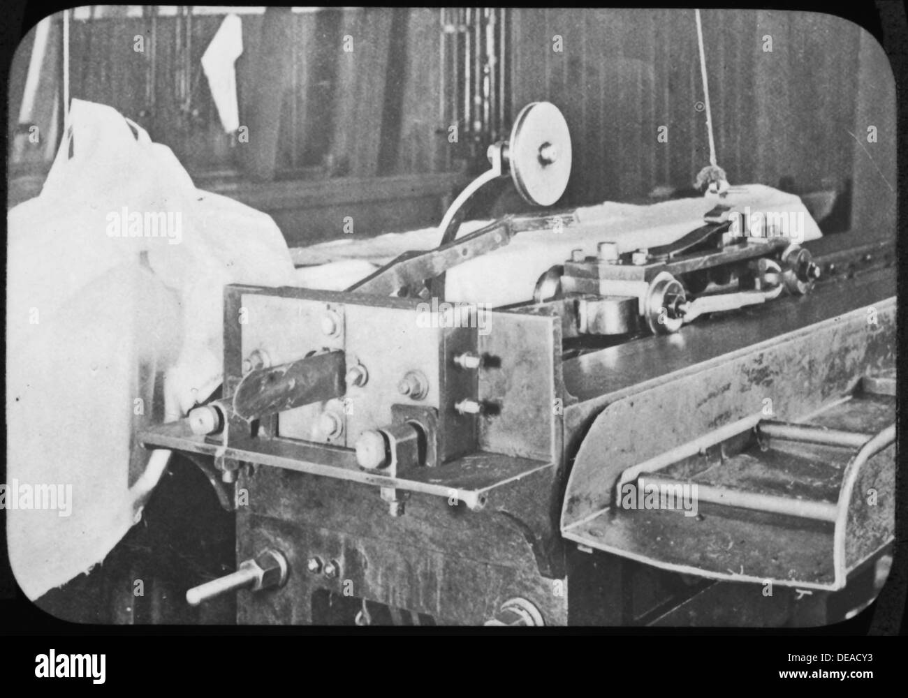 A detailed image showing a draw bench, a piece of industrial machinery ...