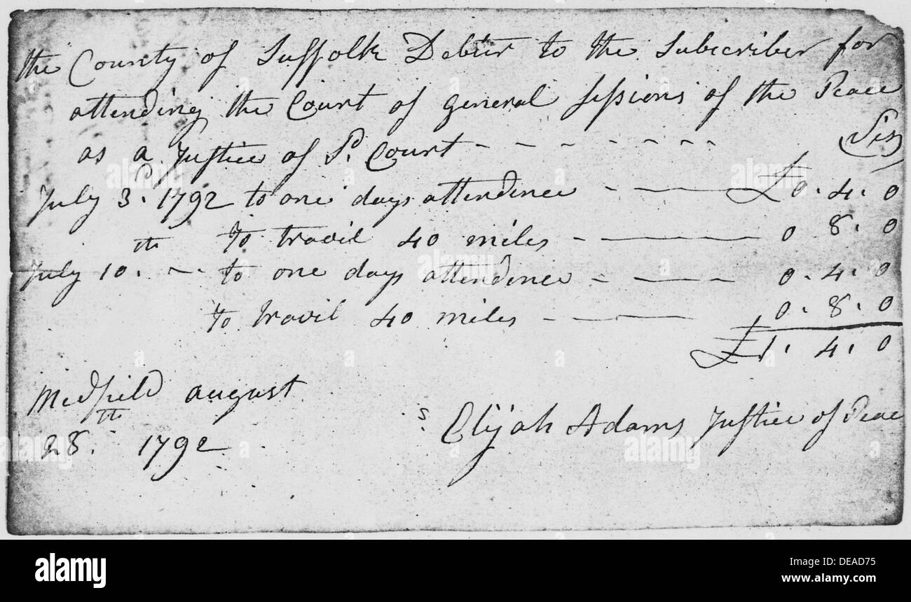 Early american receipts hi-res stock photography and images - Alamy
