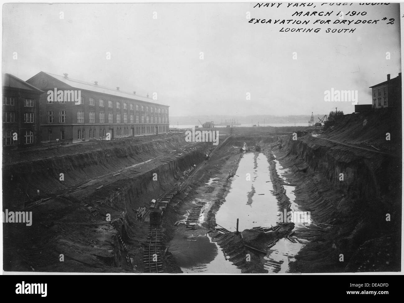 An excavation site for Dry Dock No. 2, viewed from the south ...