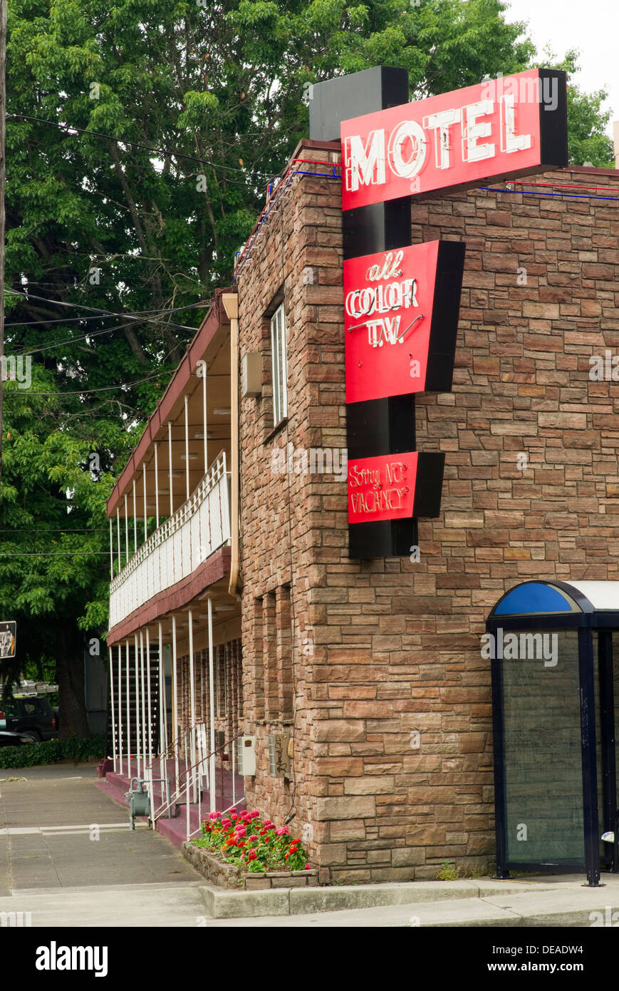 Local motel on the bus route Stock Photo - Alamy