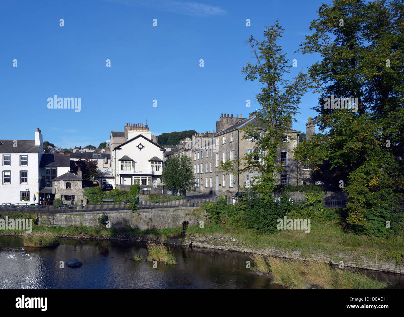 The River Kent, Waterside and Lowther Street, Kendal, Cumbria, England ...