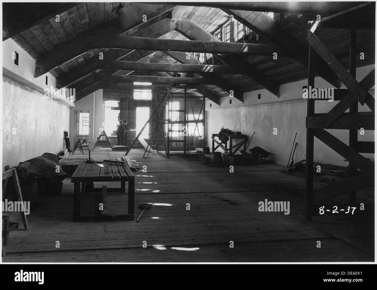 The interior view of a library under construction shows the building’s ...