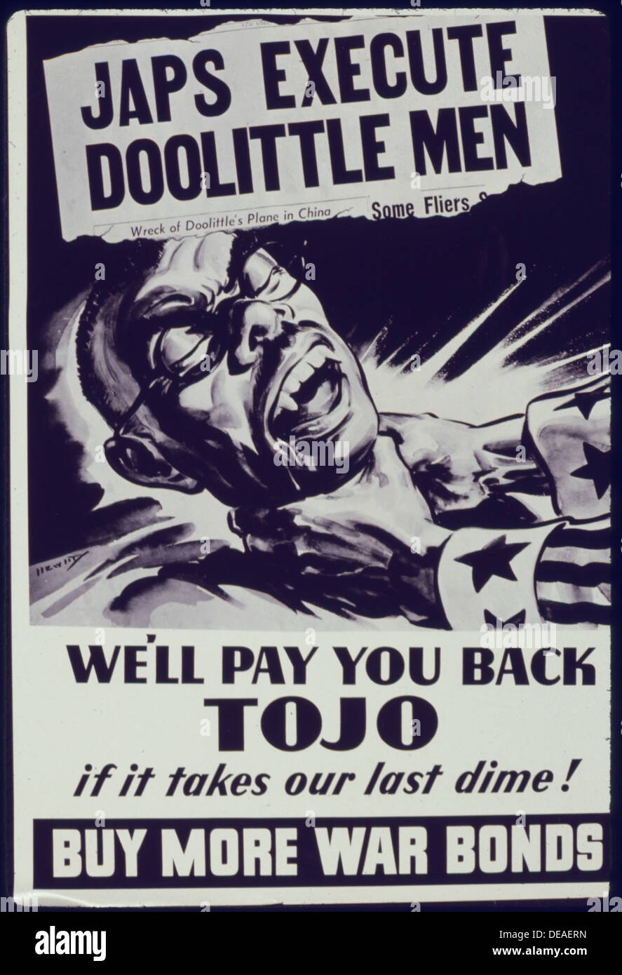 This propaganda poster from World War II emphasizes American resolve ...