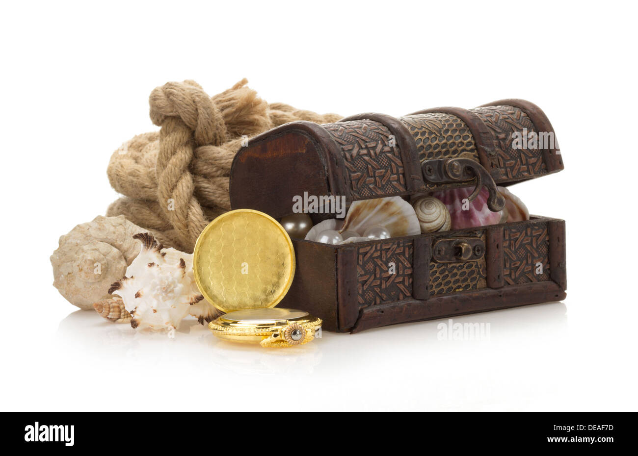 treasure box and sea concept isolated on white background Stock Photo ...