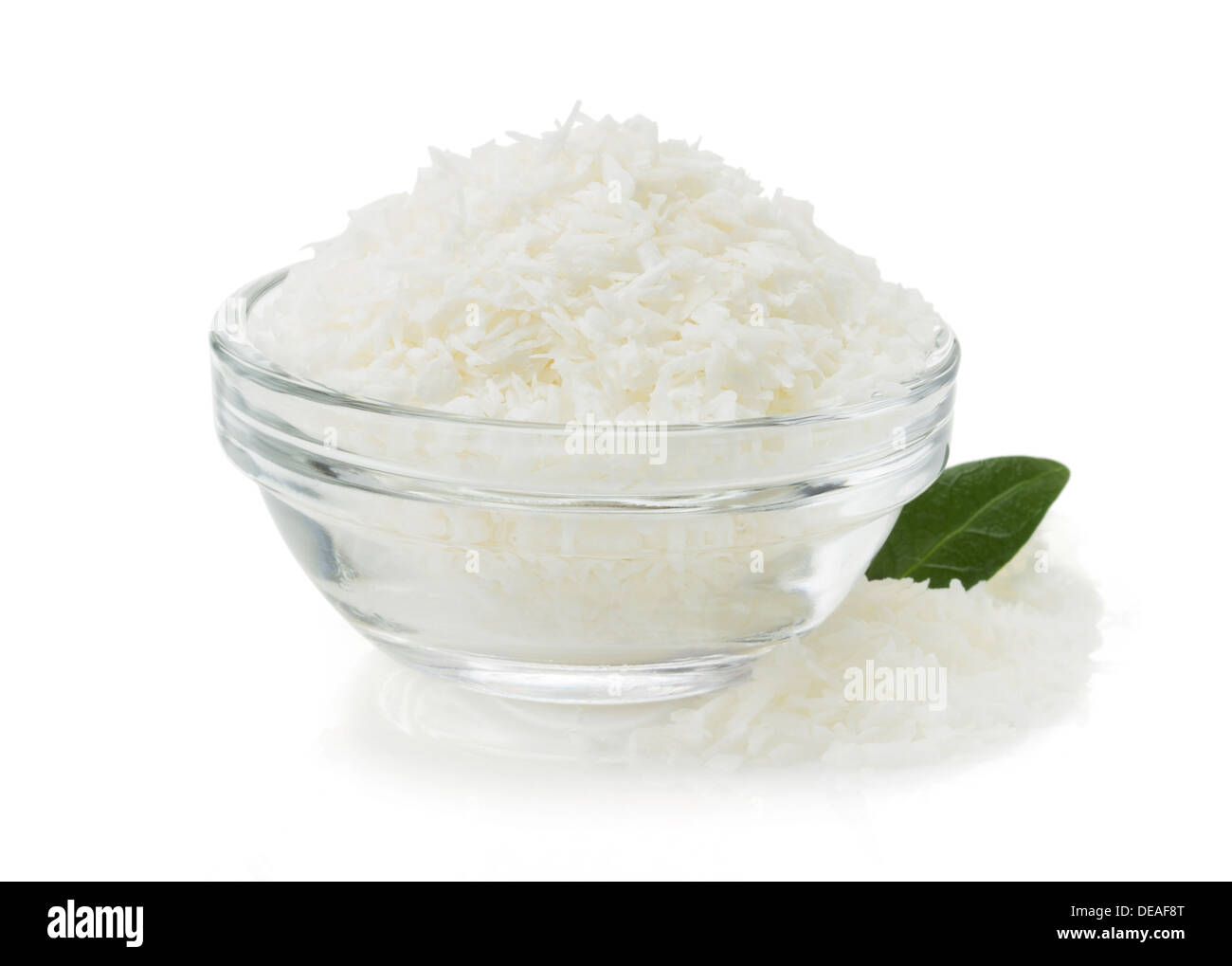 coconut chip in bowl isolated on white background Stock Photo - Alamy