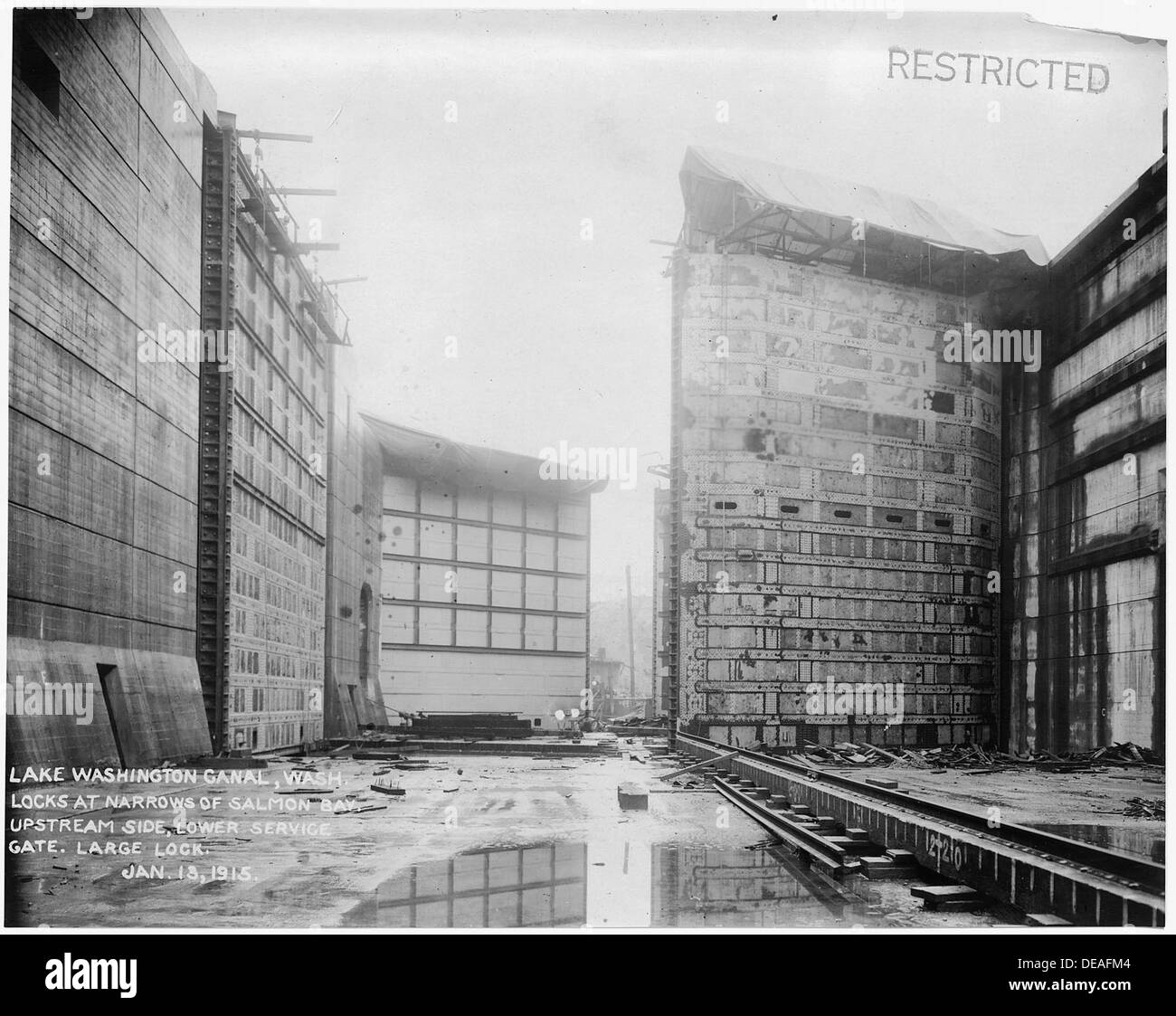 The photograph shows the upstream side of the lower service gate at the ...