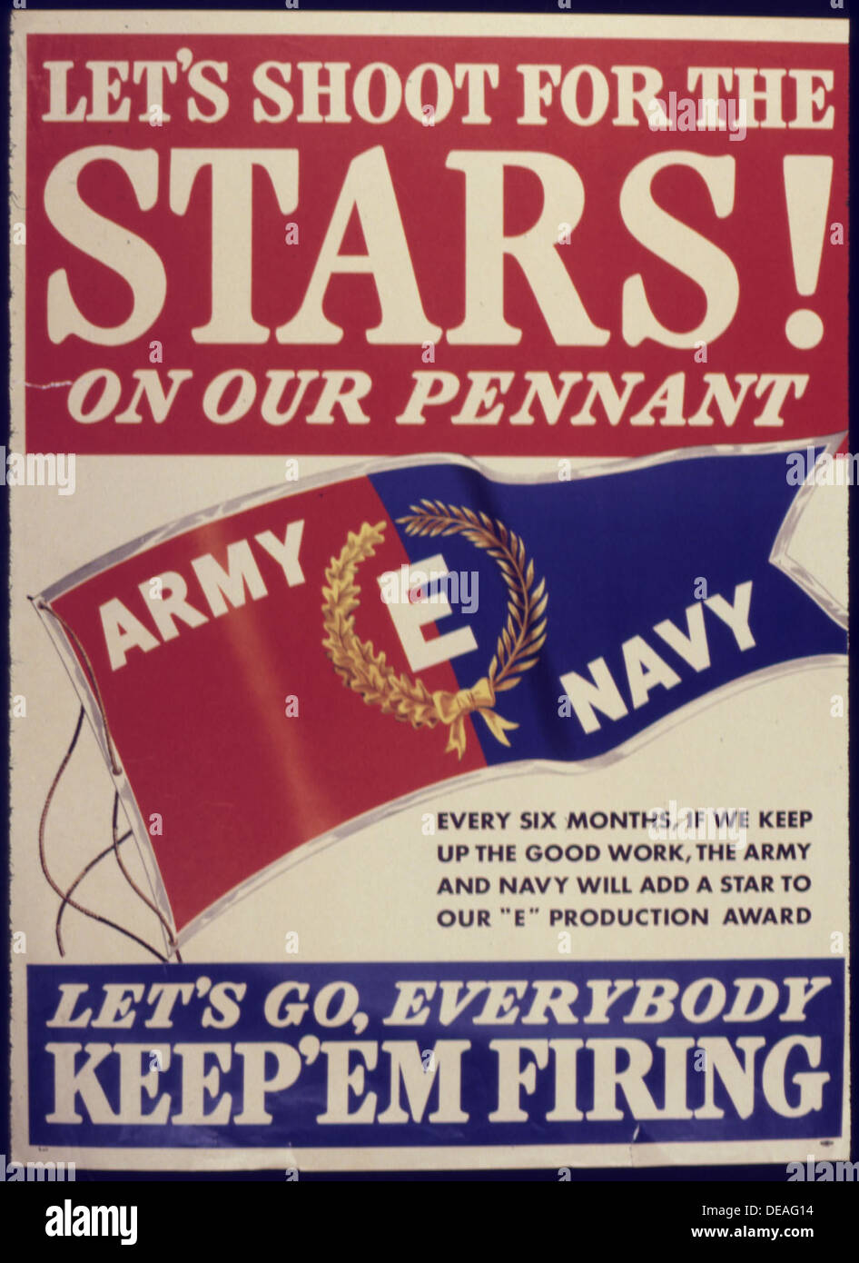 This image features a military pennant reading 'Let's Shoot for the ...