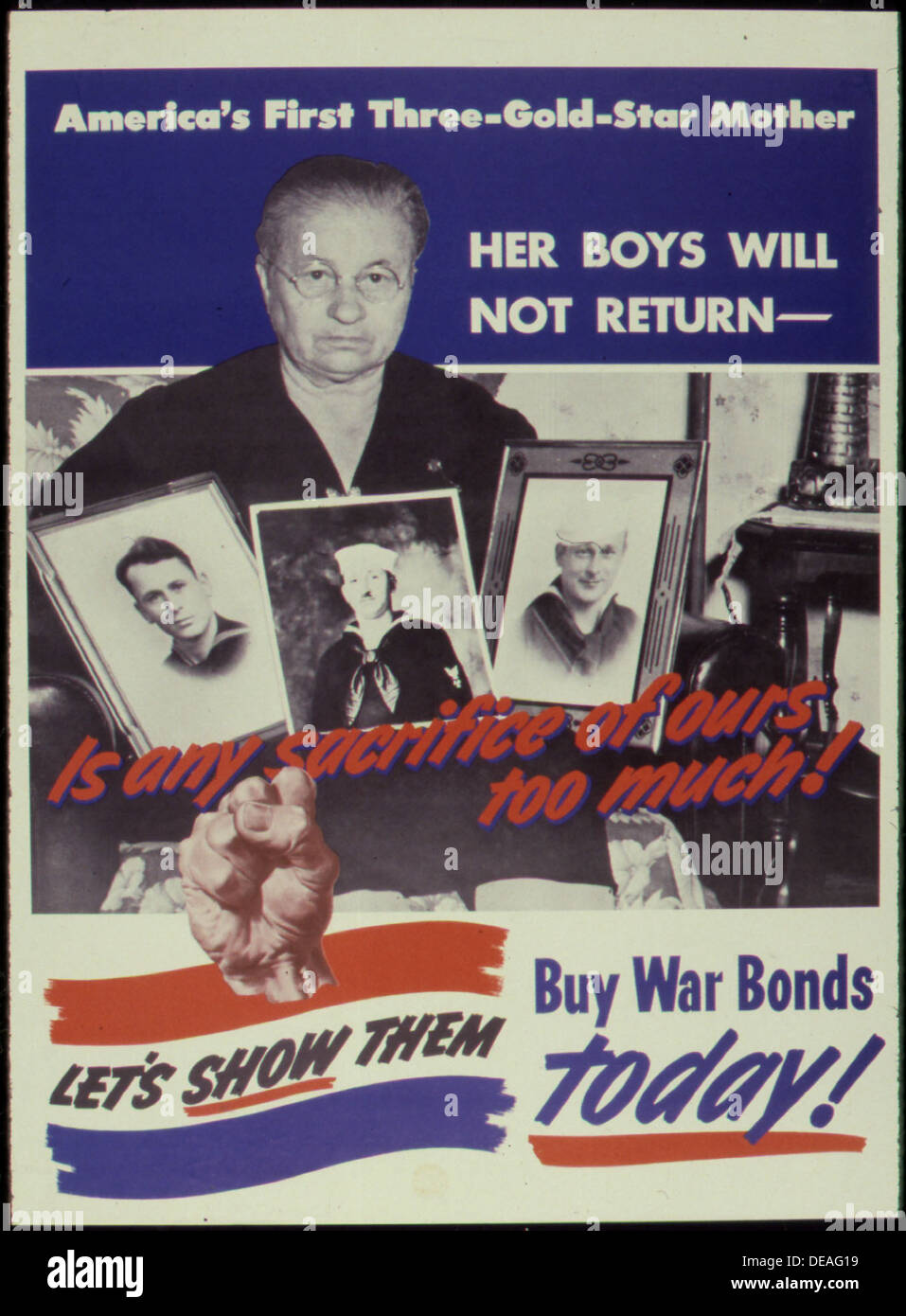 A promotional image encouraging the purchase of war bonds, highlighting ...