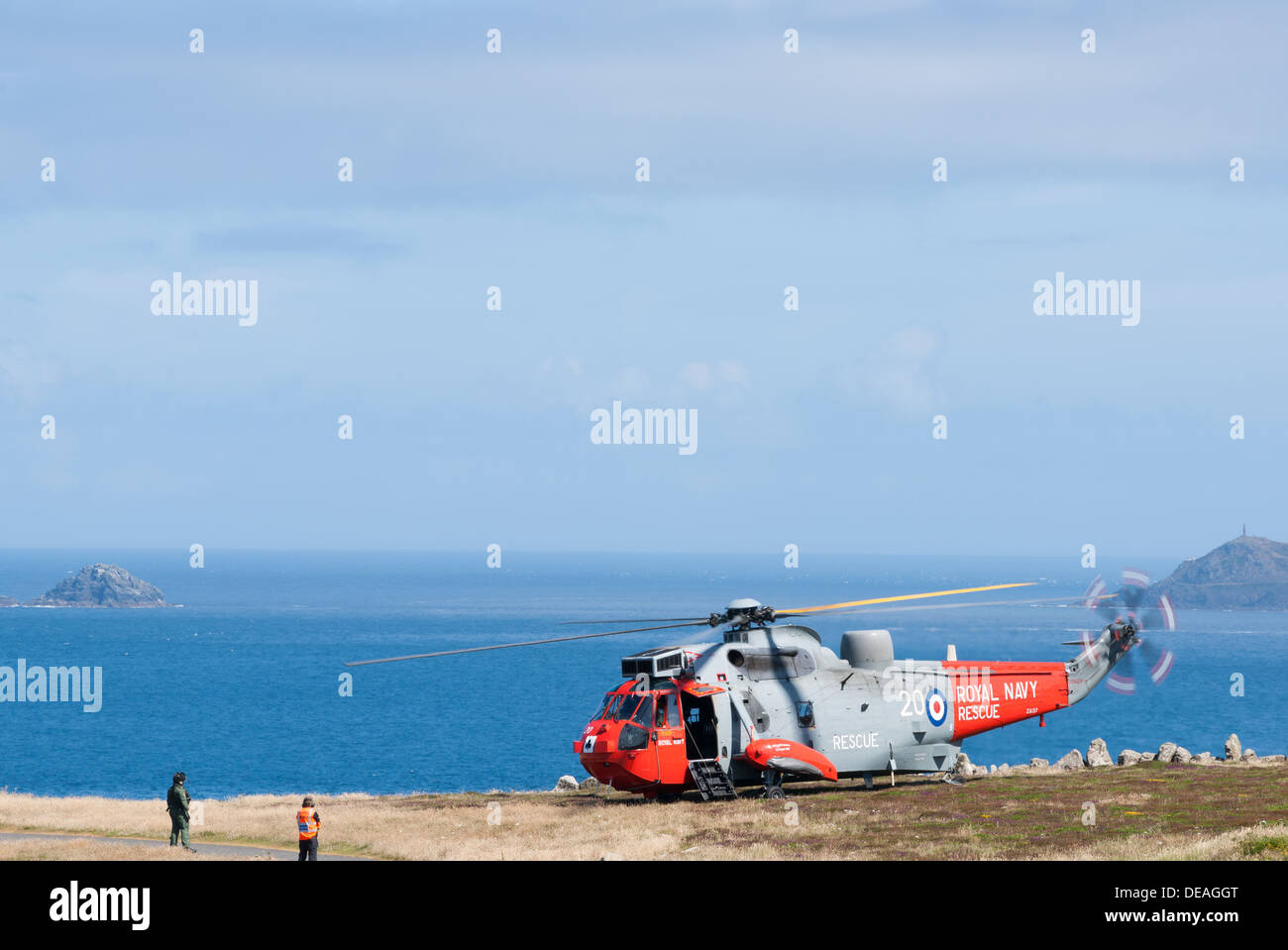 Blue helicopter lands on hi-res stock photography and images - Alamy