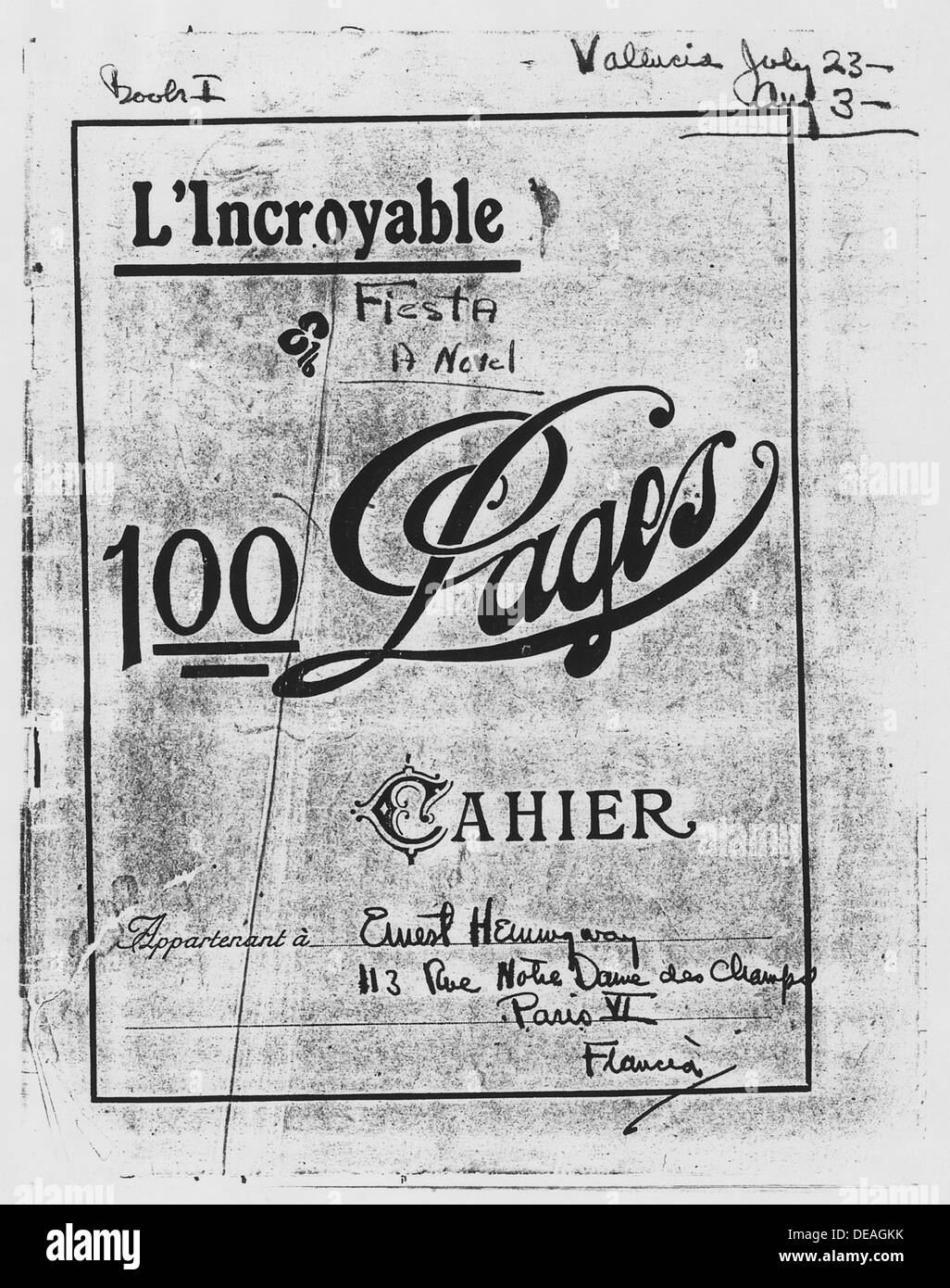 A manuscript notebook of Ernest Hemingway's *The Sun Also Rises* is ...