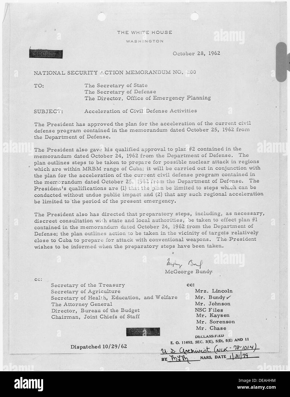 National Security Action Memorandum No. 200 outlines a U.S. government ...