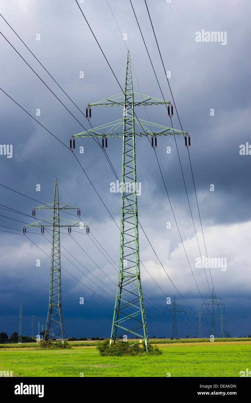 High voltage power lines, Velky Borek, Melnik district, Stredocesky ...