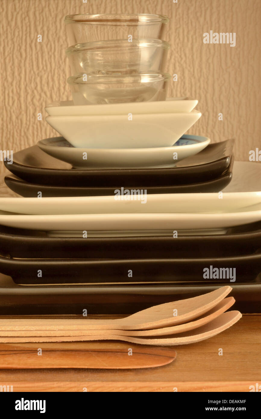 Dishes stacked hi-res stock photography and images - Alamy