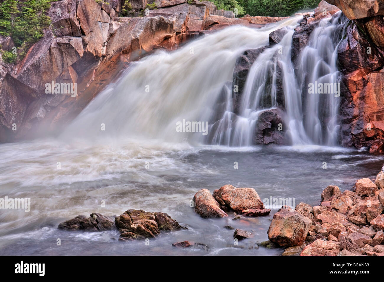 Hyttfossen waterfall on the Gaula river, Norway, Scandinavia, Europe ...
