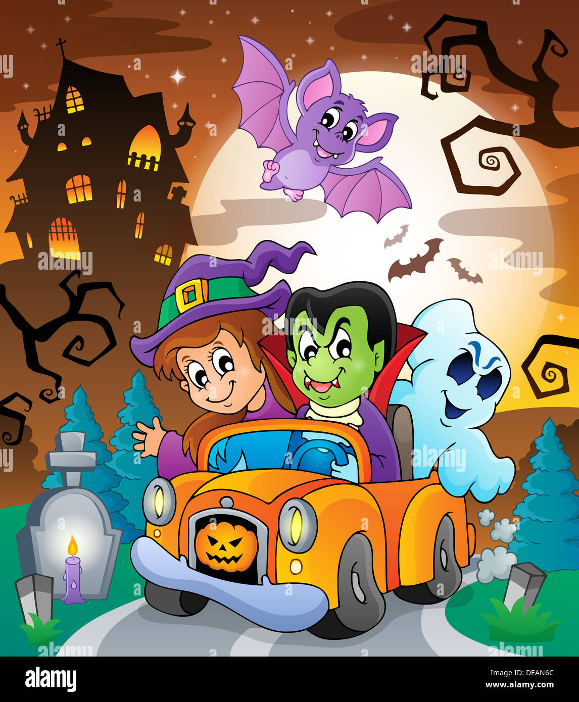 Halloween topic scene 7 - picture illustration Stock Photo - Alamy