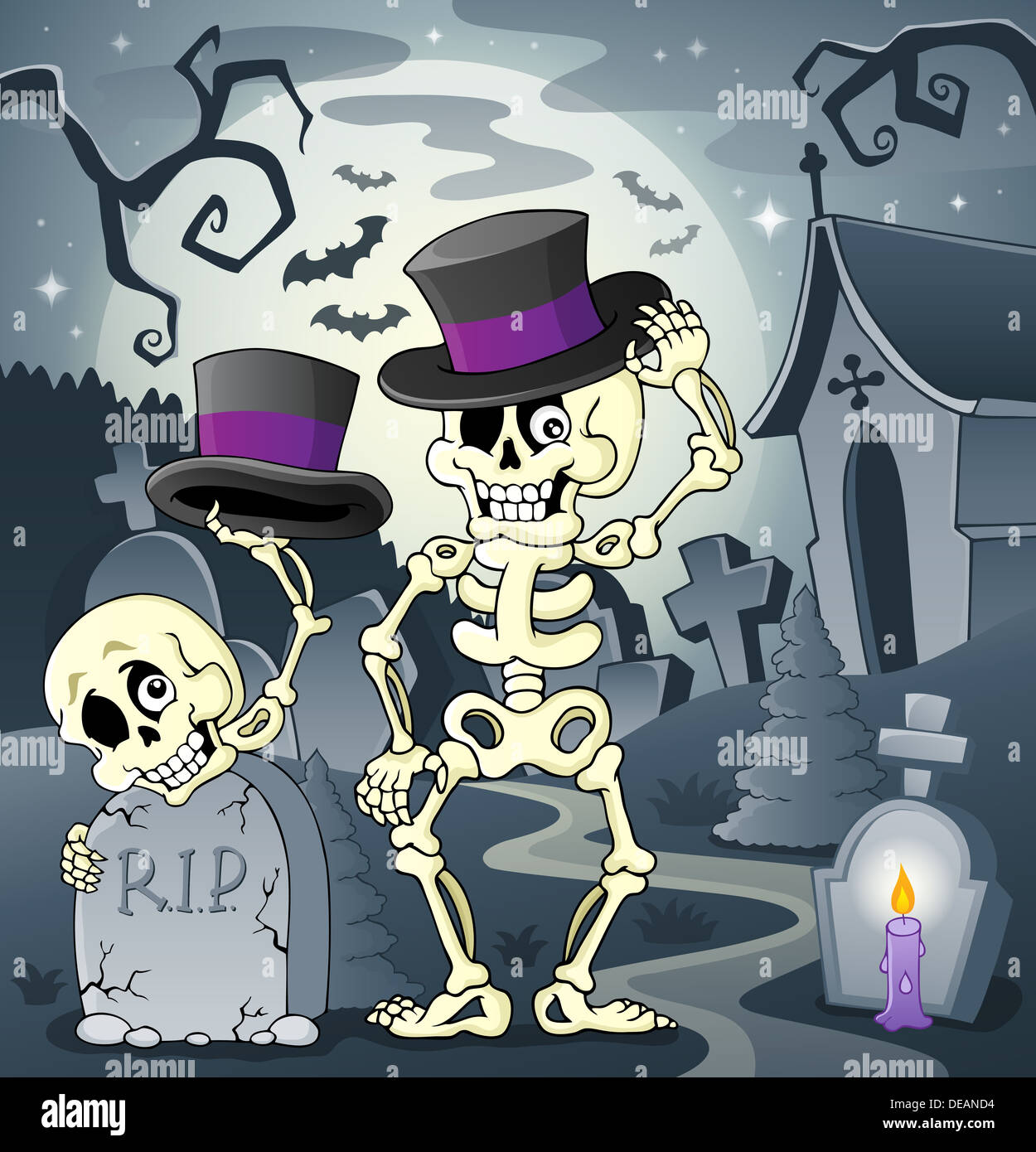 Skeleton theme image 2 - picture illustration Stock Photo - Alamy