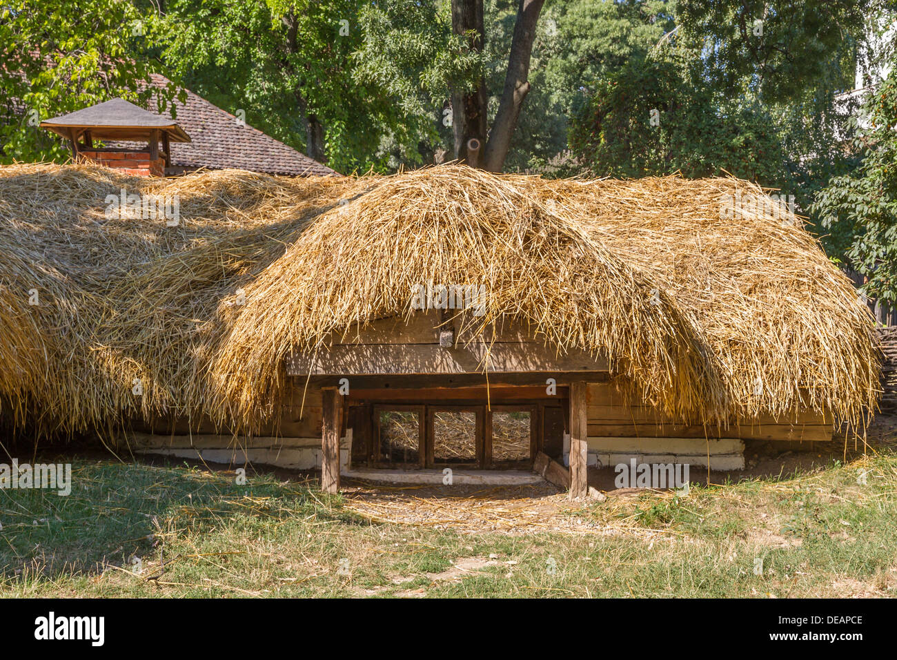 Romania Bucharest, National Village Museum, Half-buried house 1800s ...