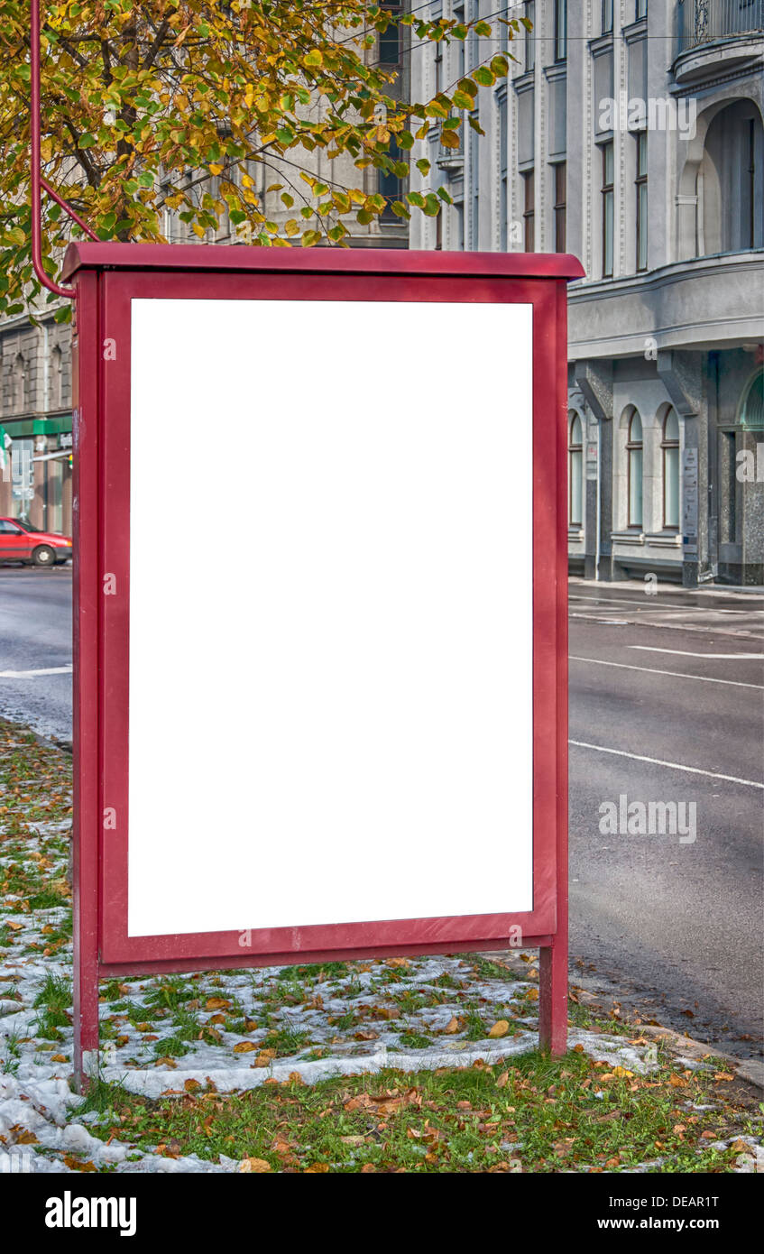 A blank billboard in the art nouveau region of Riga in Latvia with ...