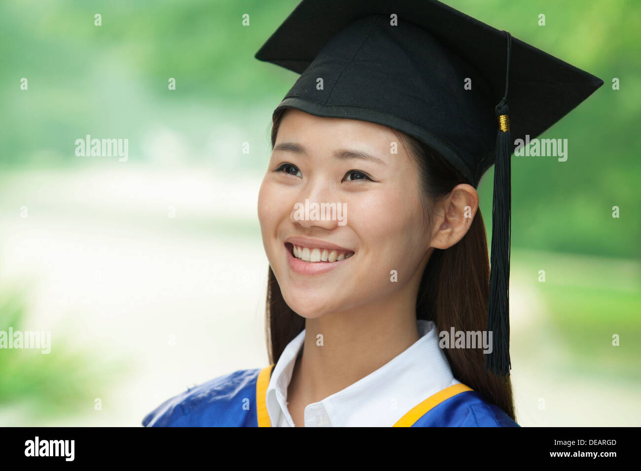 Young Woman Graduating From University, Close-Up Vertical Portrait ...