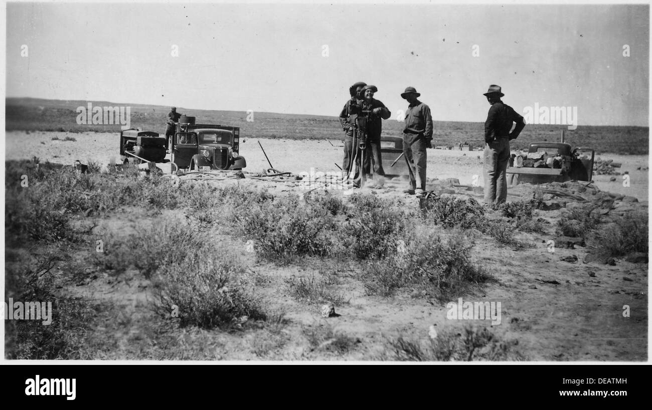 Crude salt is being loaded into trucks at a reservoir, part of the ...