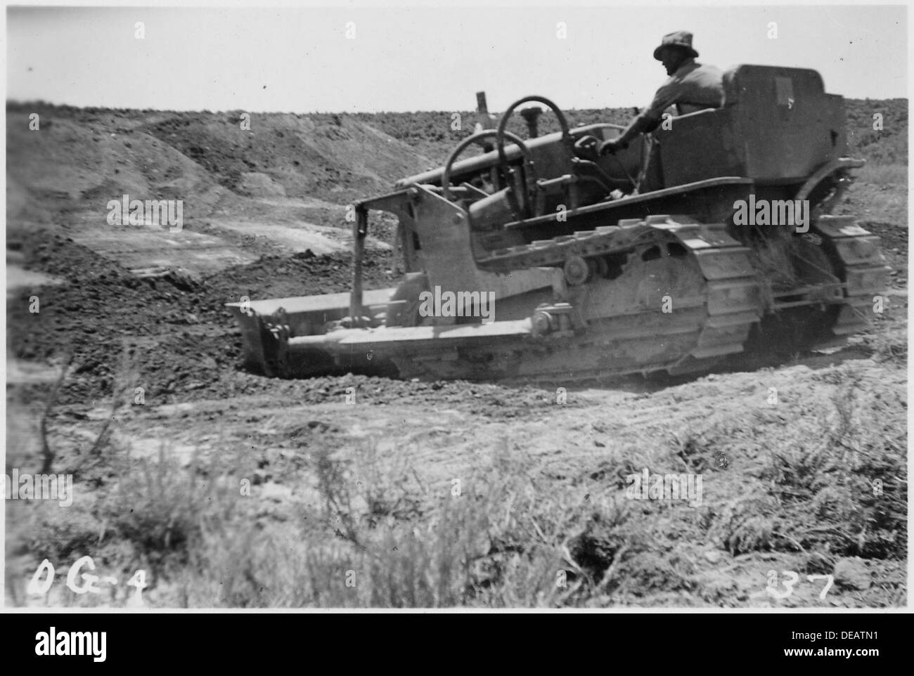 An excavation project for creating a reservoir, with earth-moving ...