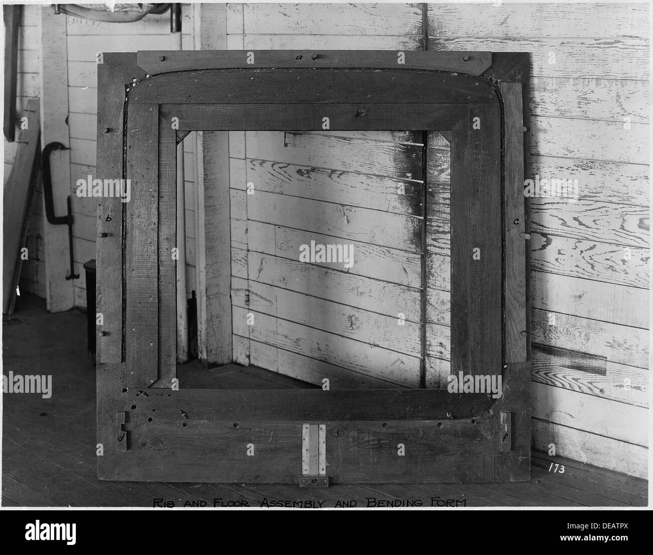 This image shows the ribs and floor assembly along with a bending form ...