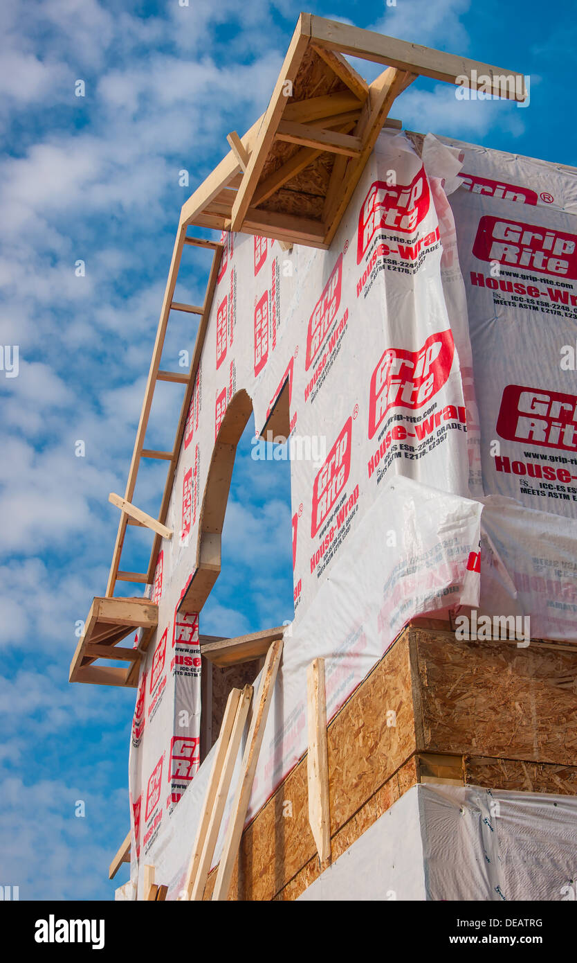 New home frame with moisture paper cover Stock Photo - Alamy
