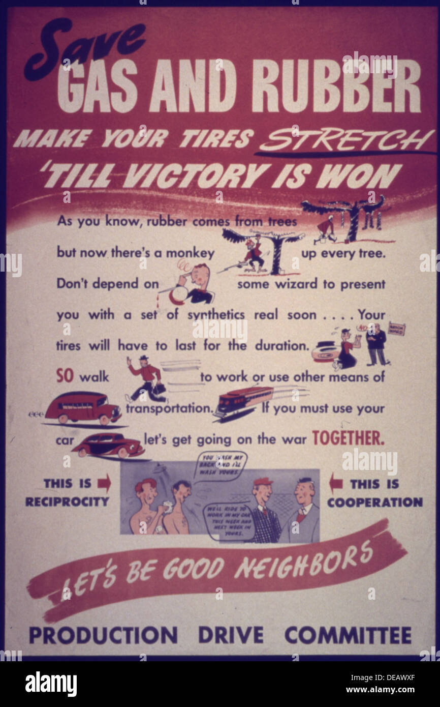 The slogan 'Save Gas and Rubber' was a wartime initiative aimed at ...