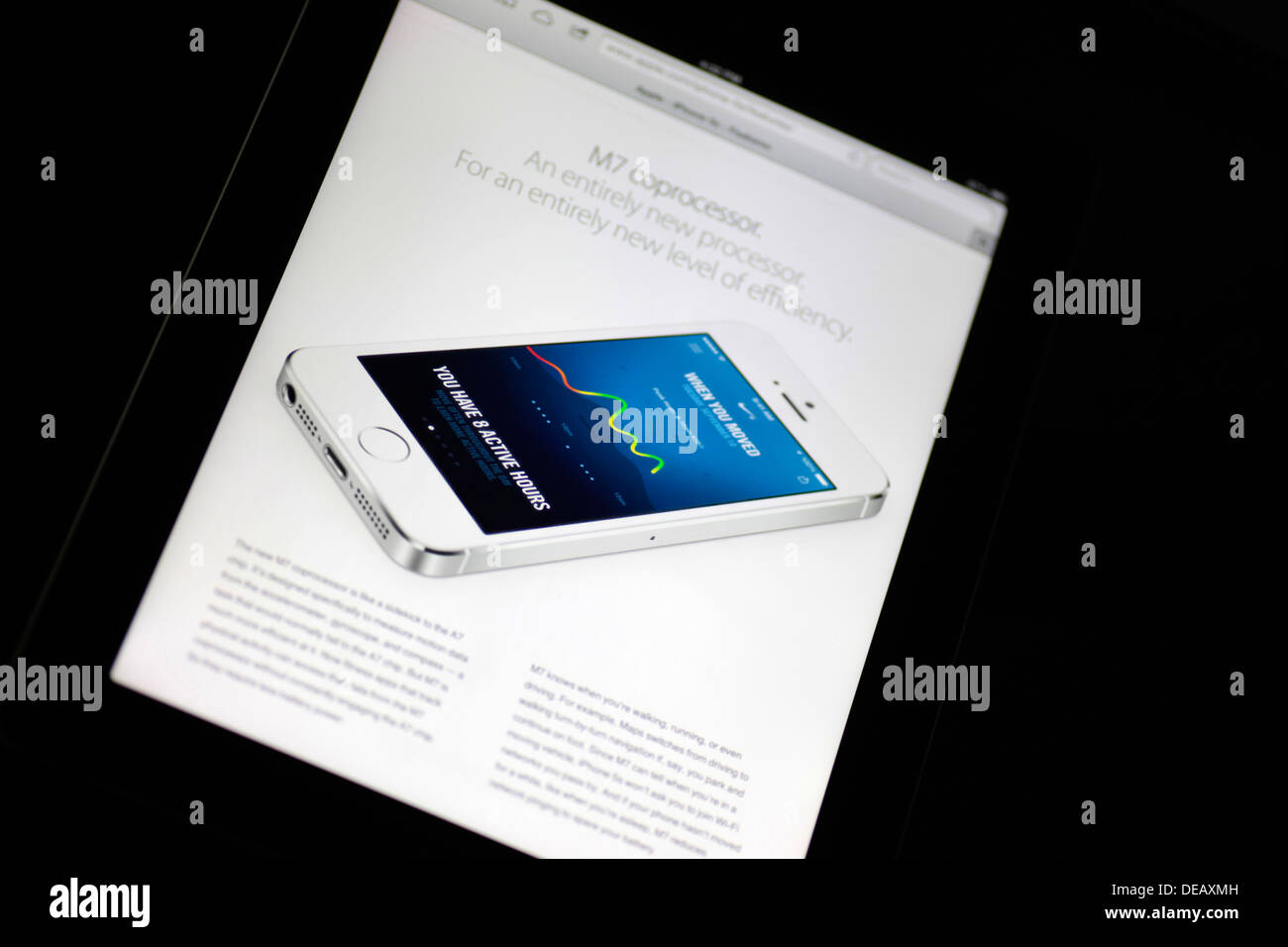 iPhone 5s web-page displayed in an Apple iPad Stock Photo - Alamy