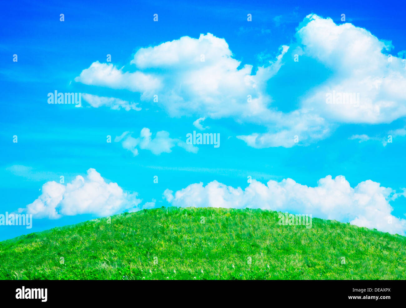 Lush, green hill with blue sky and clouds Stock Photo - Alamy
