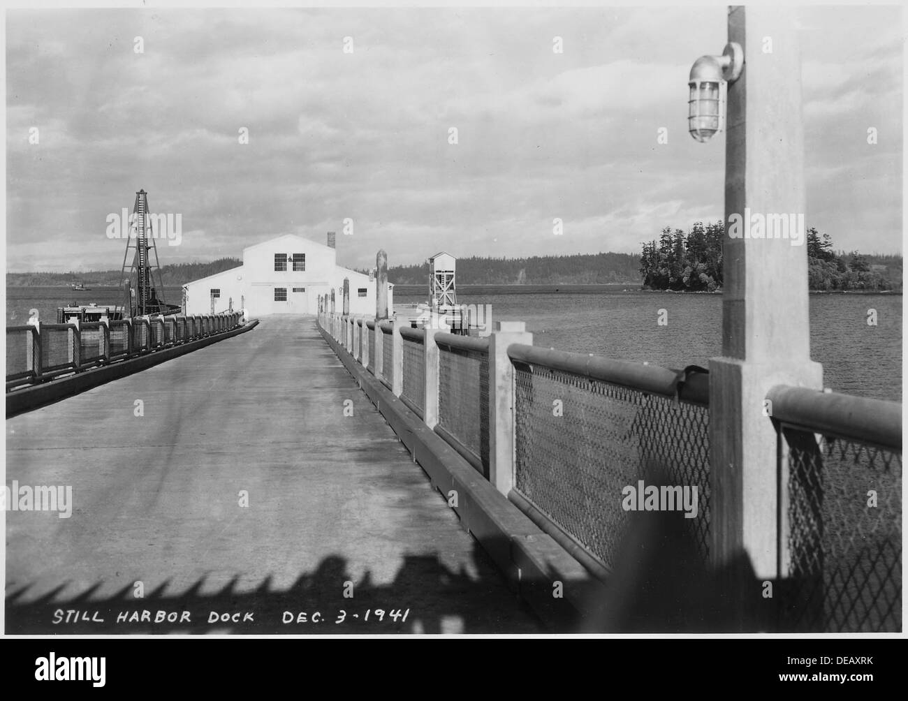 The Still Harbor Warehouse, constructed in 1939, is shown with its dock ...