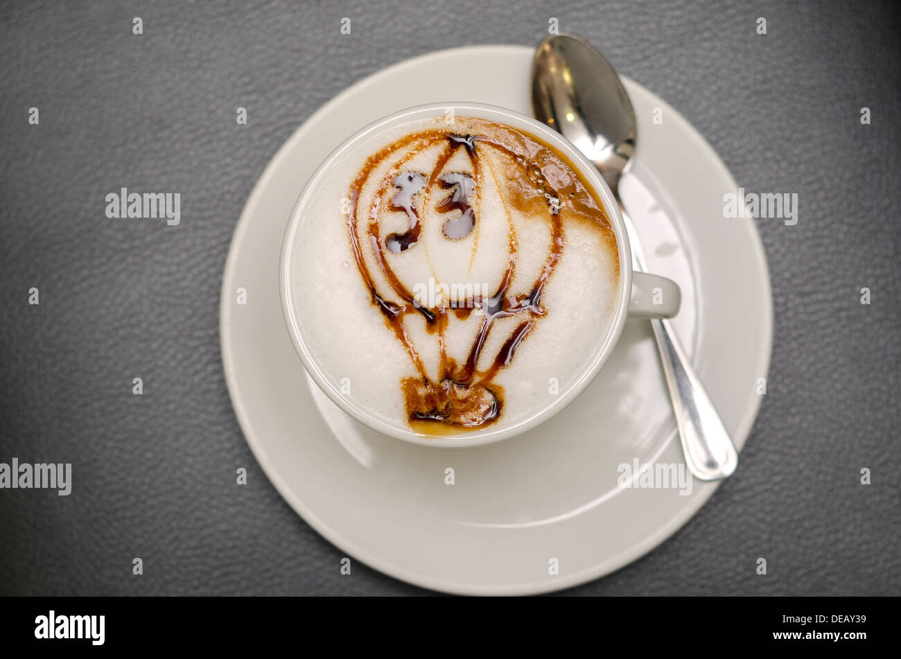 coffee decorated with hot air balloon Stock Photo - Alamy