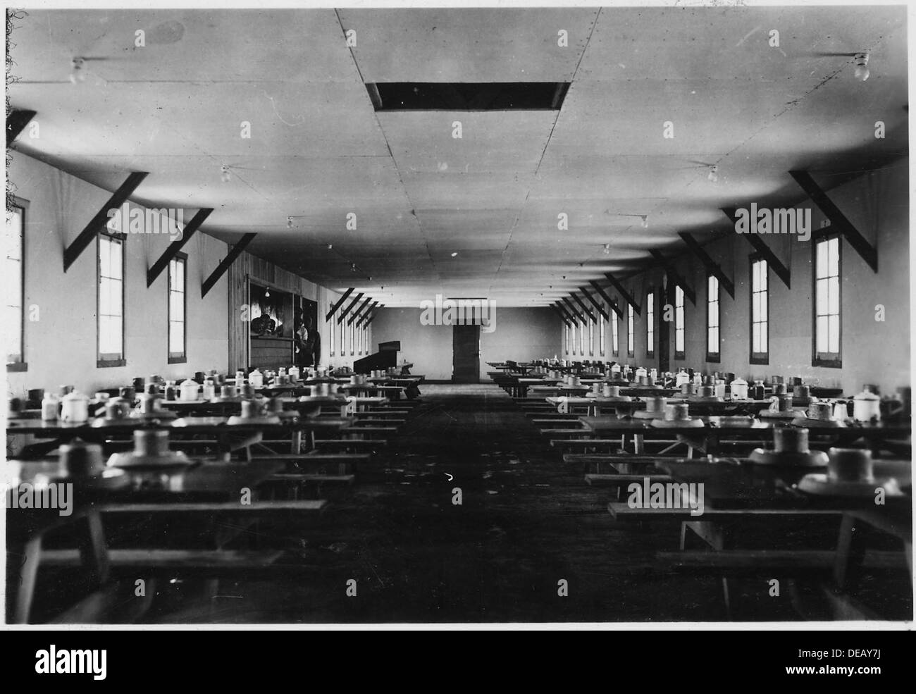 Inside the mess hall Black and White Stock Photos & Images - Alamy