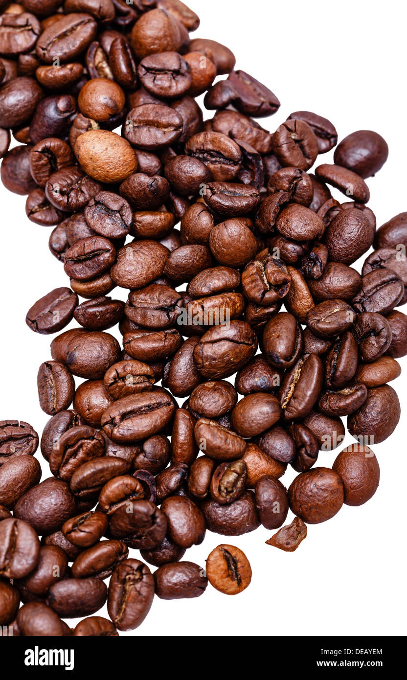 Coffee beans close-up shot isolated on white background Stock Photo - Alamy