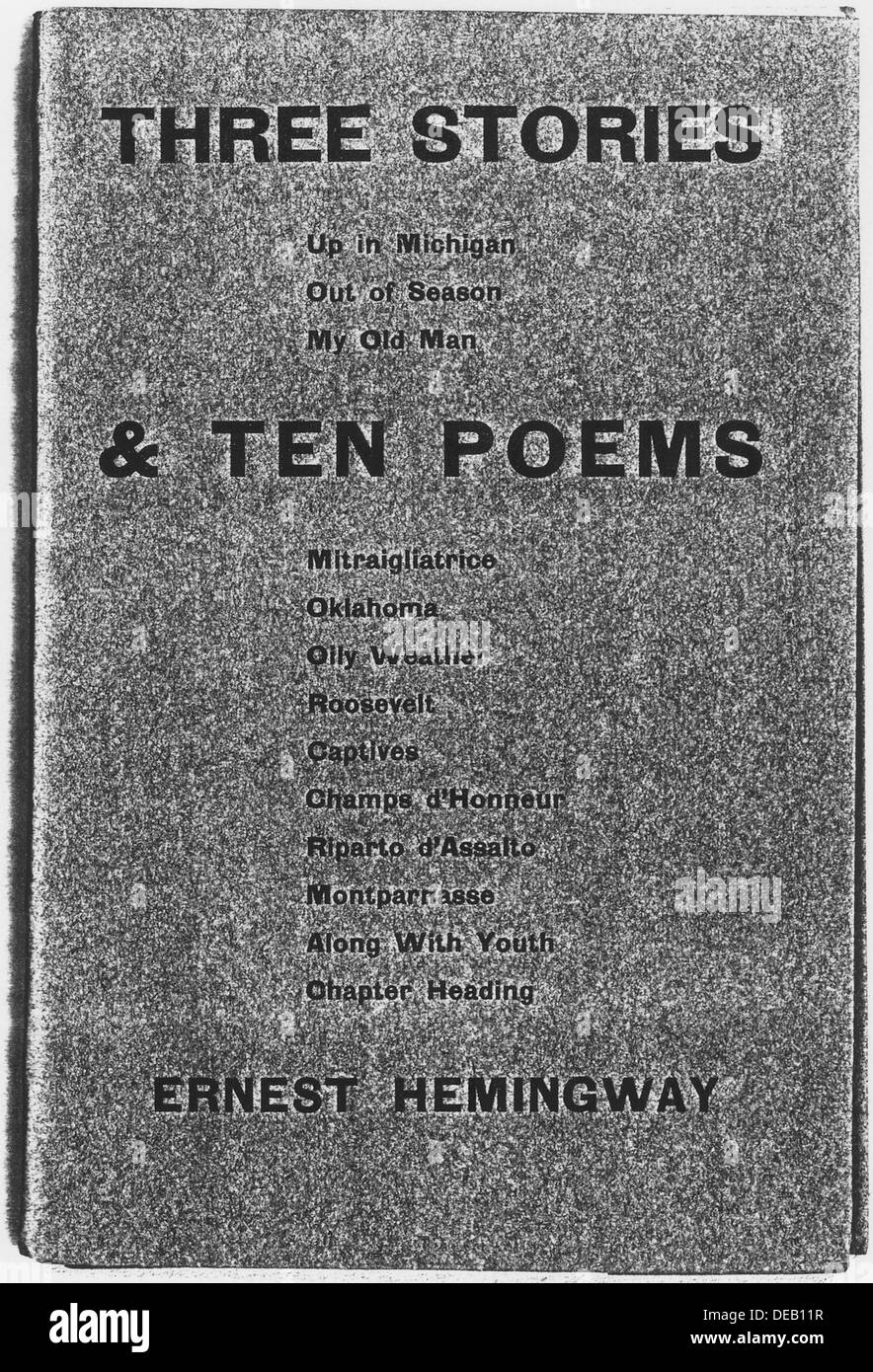The book cover of 'Three Stories and Ten Poems,' a literary work ...