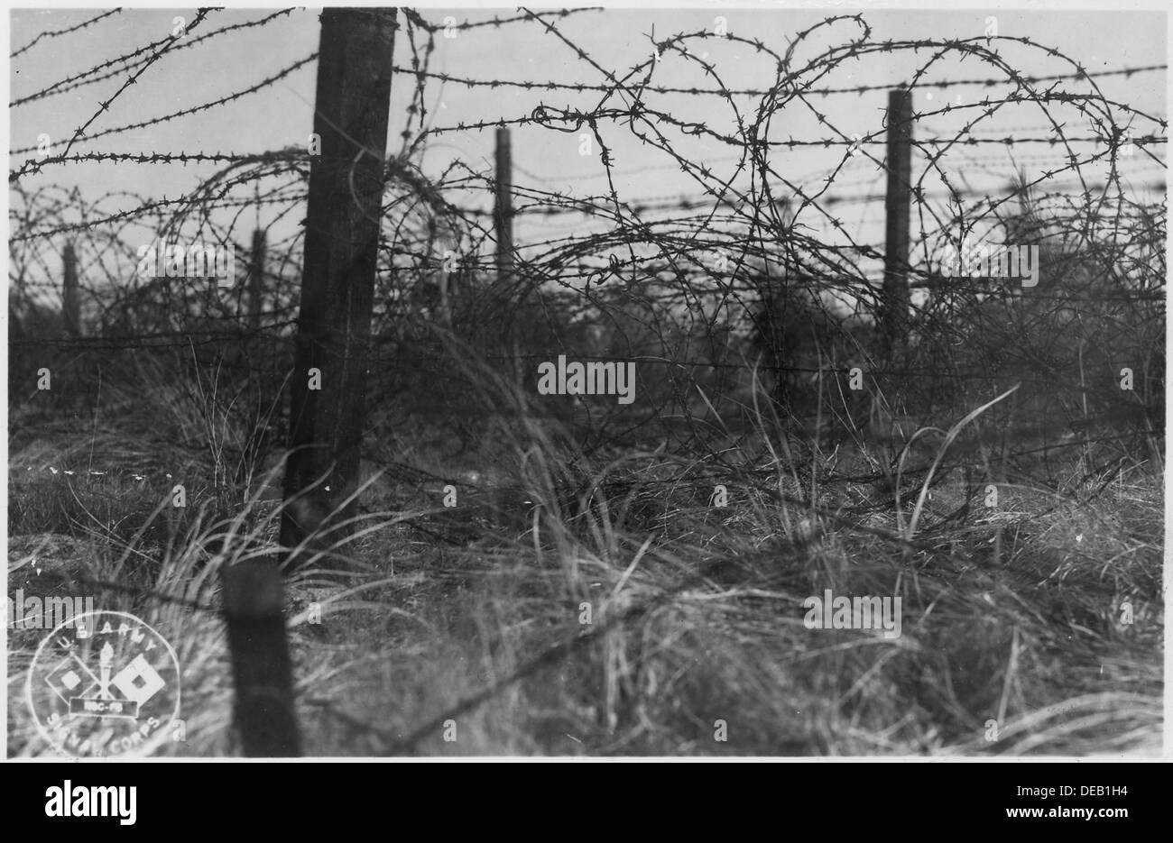 Barbed wire fence in military Black and White Stock Photos & Images - Alamy