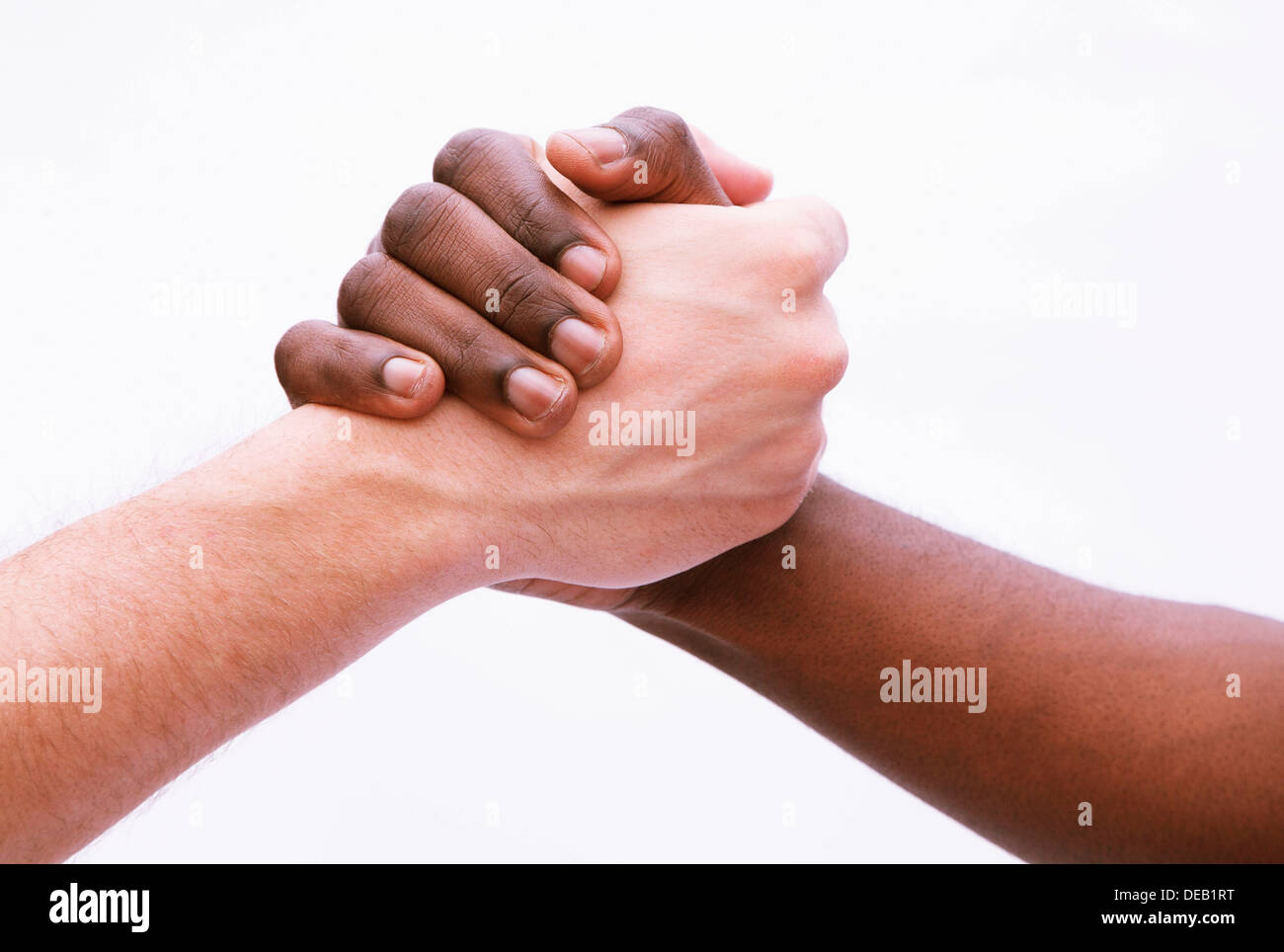 Two young men shaking hands, close-up, studio shot Stock Photo - Alamy