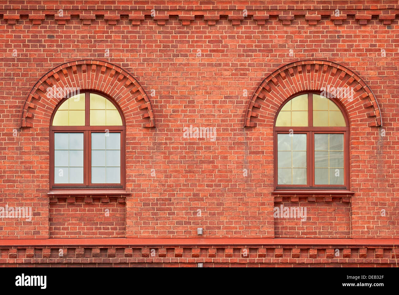 The Windows of the house from a red brick. From the series window of ...
