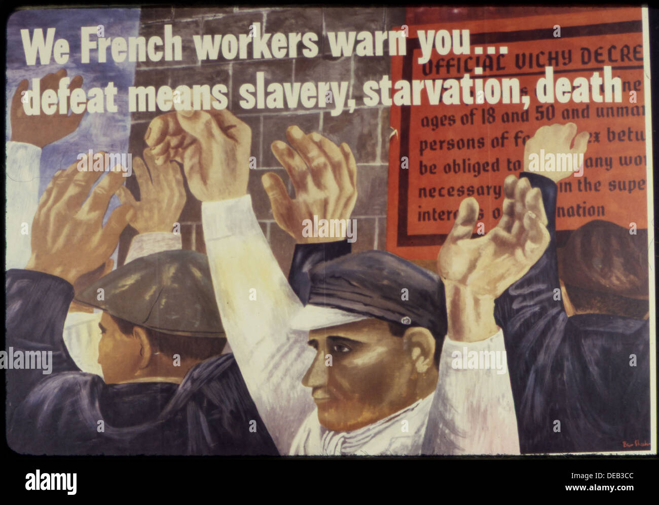 A wartime propaganda poster warning of the dire consequences of defeat ...