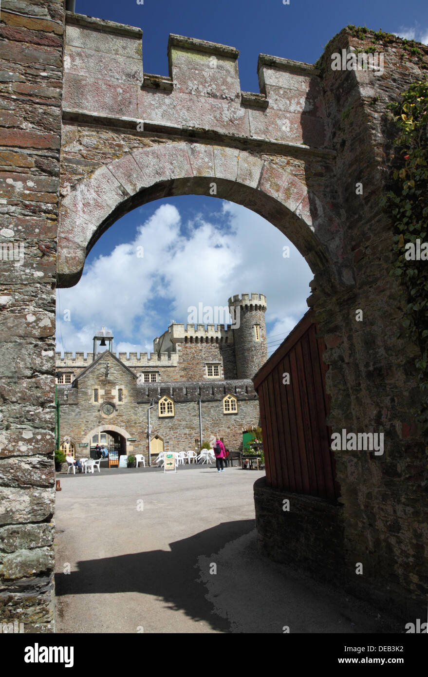 Gothic castle seen through archway Stock Photo - Alamy